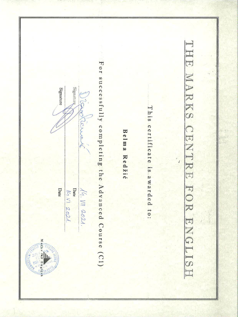 Belma Engleski Diploma | PDF