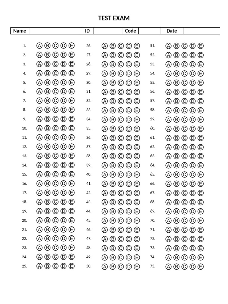 Answer Sheet Shading 75 Items | PDF
