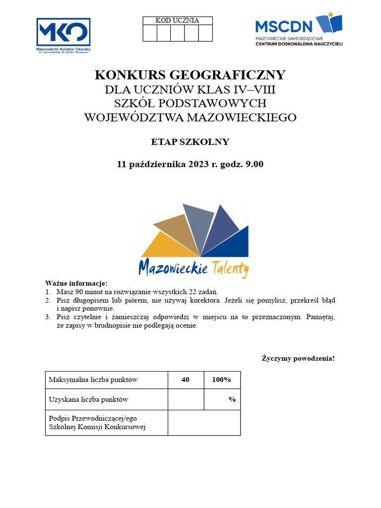 Arkusz Geo SP SZK | PDF