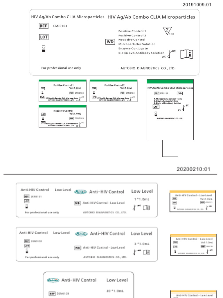 01 Label HIV Ag Ab Combo CLIA Microparticles Autobio | PDF