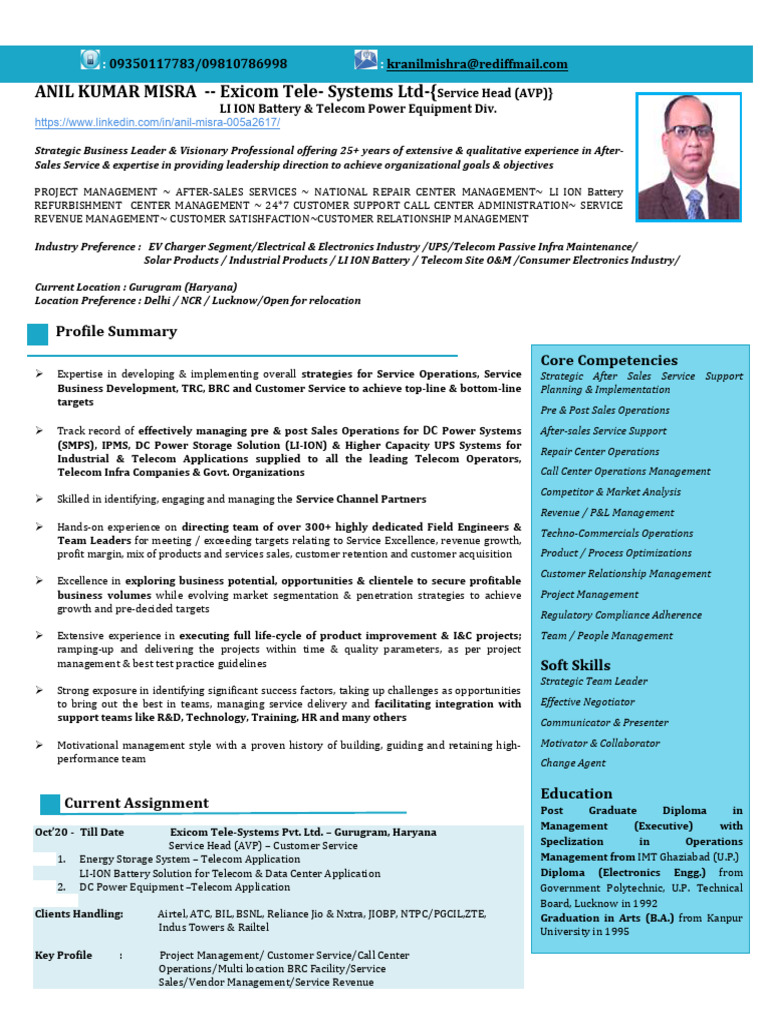 Anil Misra Profile 5th May 2024 | PDF