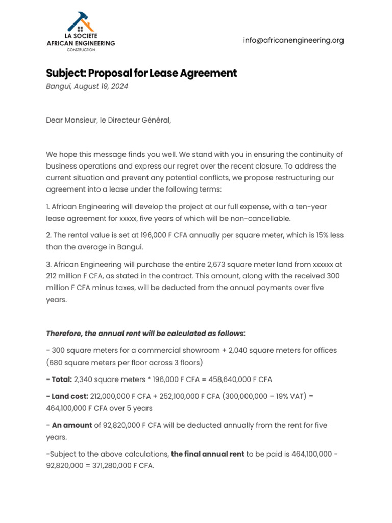 Bangui 19 August 2024 Proposal | PDF