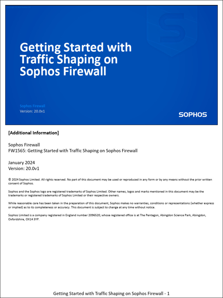 FW1565 20.0v1 Getting Started With Traffic Shaping On Sophos Firewall | PDF