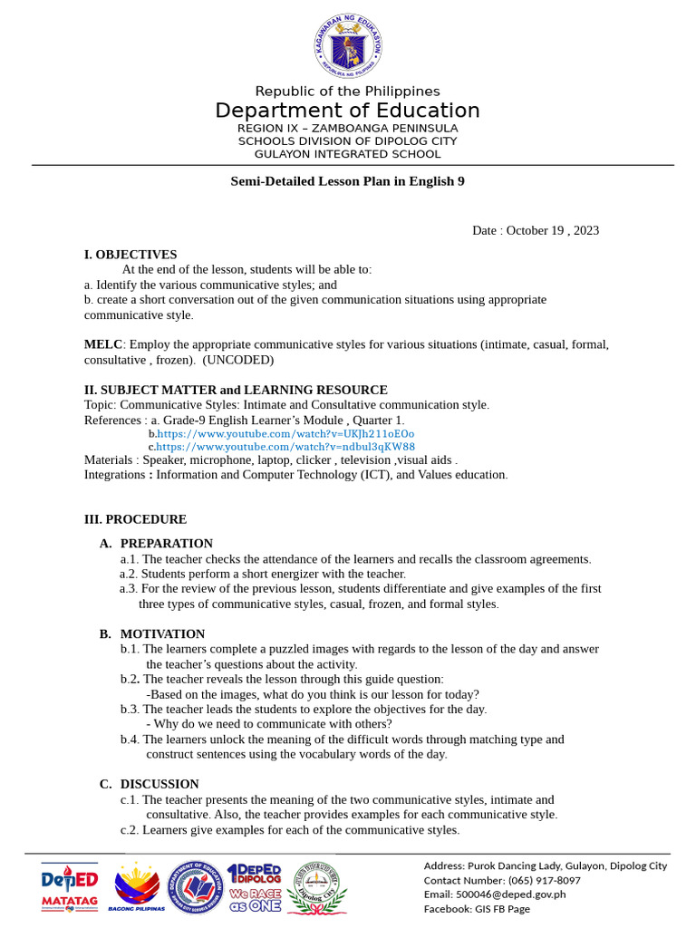 Q1. Q2. COT-SEMI LP ENGLISH | PDF