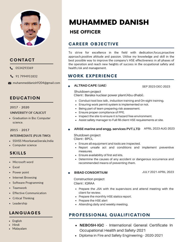 Mhammed Danish HSE Officer CV | PDF