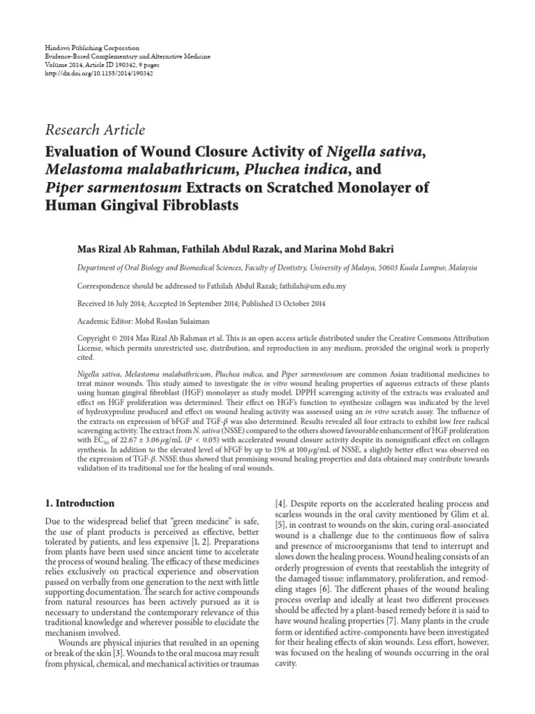 Evaluation of Wound Closure Activity of NG of Human GGV Fibroblast | PDF | Wound Healing