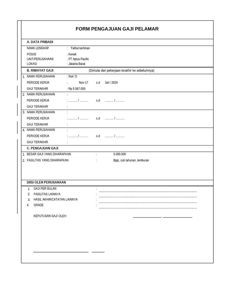 Form Pengajuan Gaji | PDF