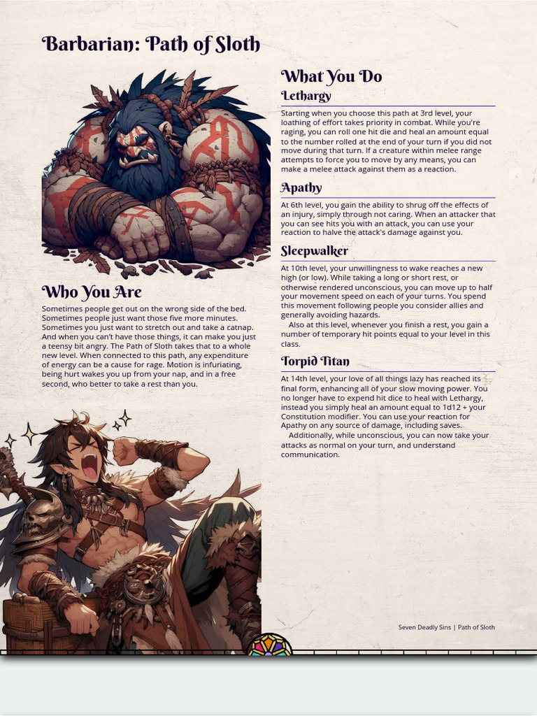 Mini Sins - Sloth - GM Binder | PDF
