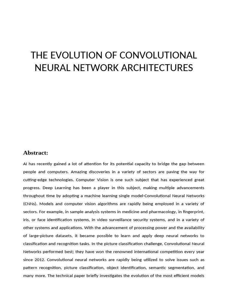 Evolution of convolutional neural networks | PDF
