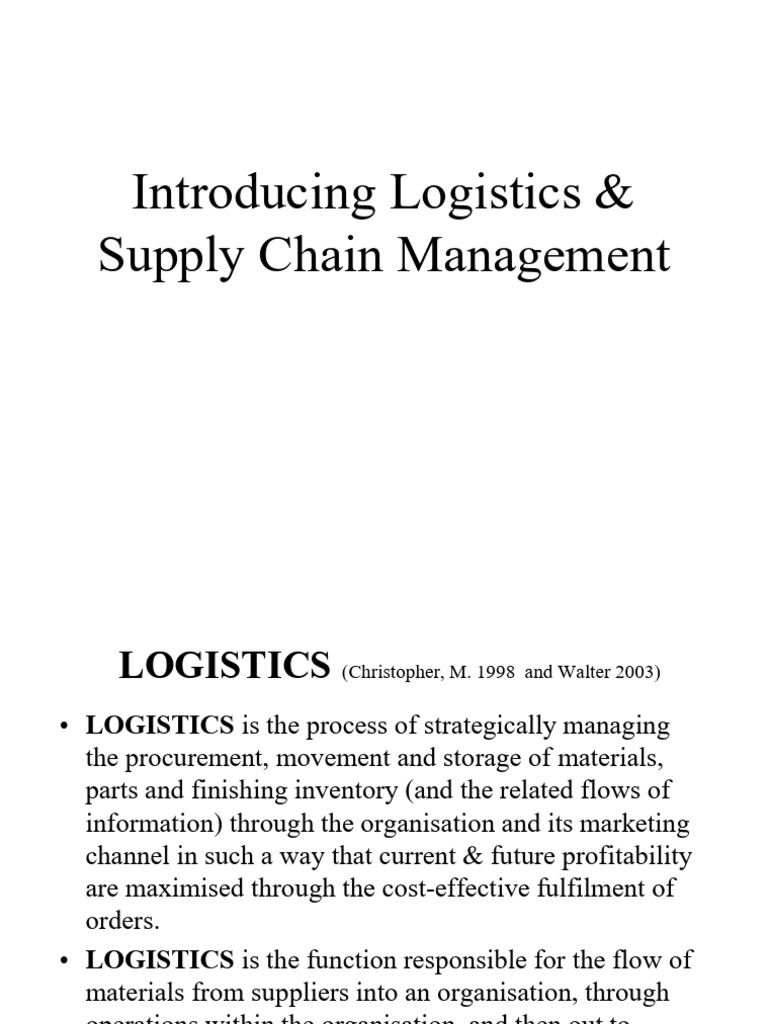 Introduction To Logistics | PDF