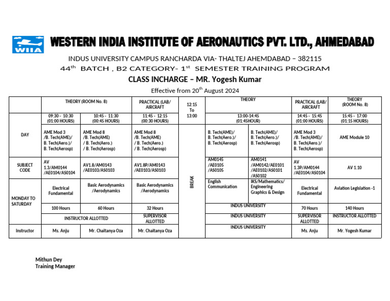 Time Table Sample | PDF