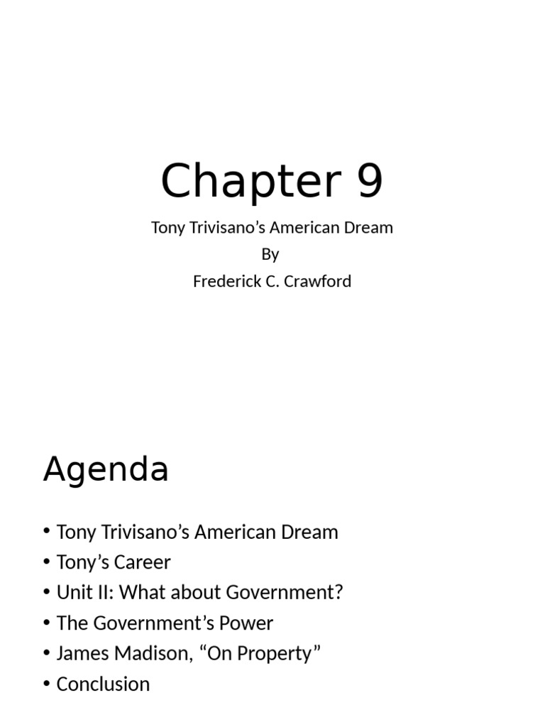 Chapter 9 Tony Trivisano's American Dream | PDF