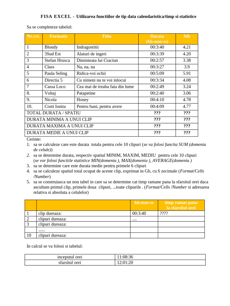 Fisa - Cu - Melodii Excel | PDF