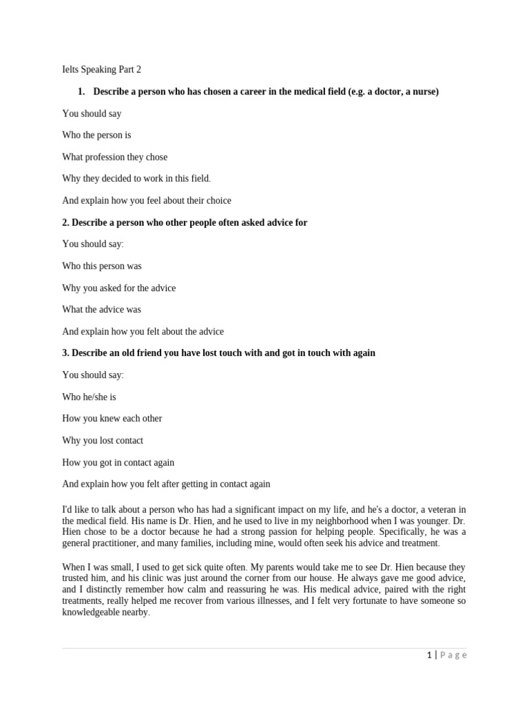 Ielts Speaking Part 2 | PDF