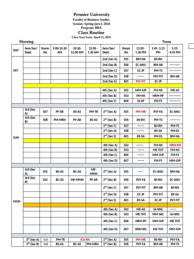 BBA_2nd ,3rd(A,B), 4th (21. 04. 2024) | PDF