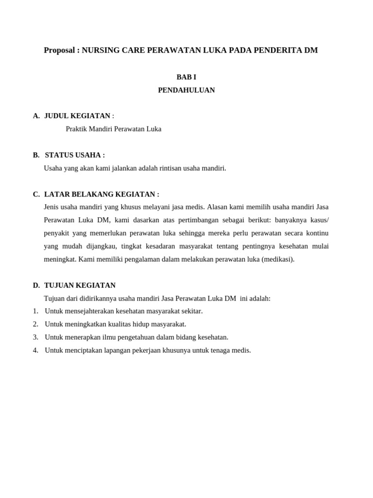 Proposal Perawatan Luka DM | PDF