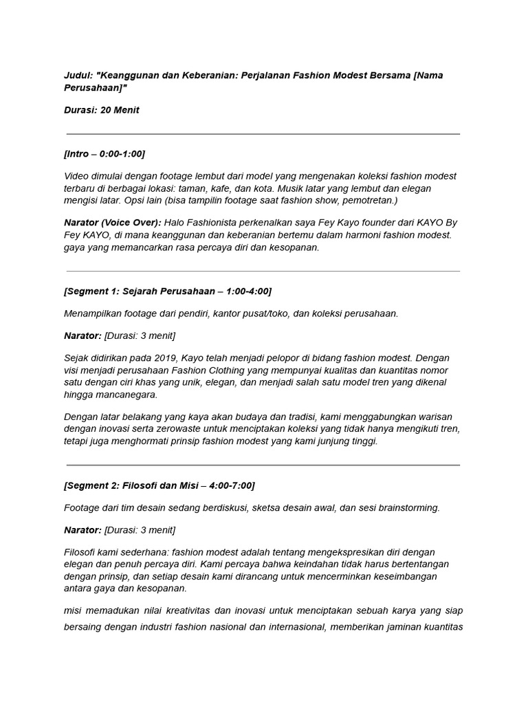 Text Narasi Video Compro KAYO | PDF