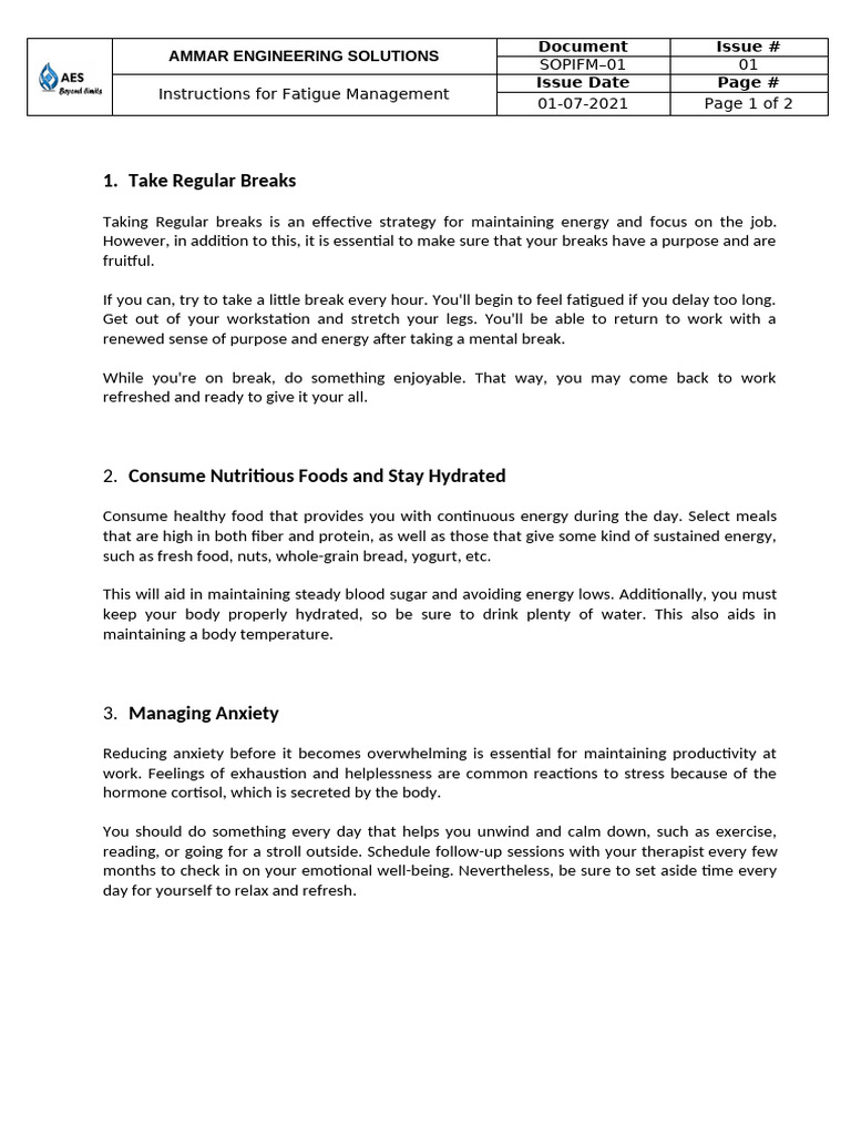 27.1 Fatigue Management | PDF