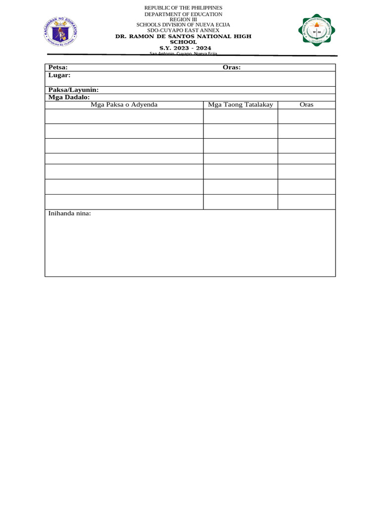 Piling Larang Agenda Katitikan Panukala Template | PDF