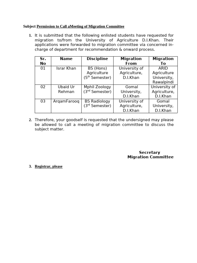 Note Sheet For Permission of Committee Meeting | PDF