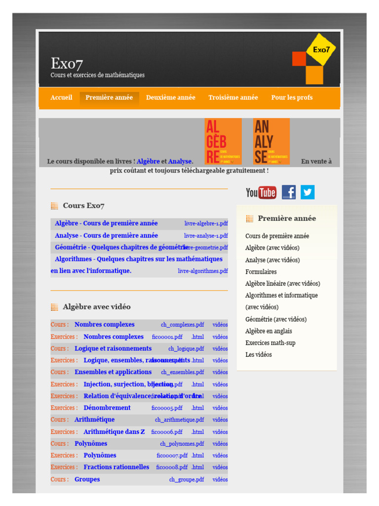 Exo7: Cours Et Exercices de Mathématiques - Première Année | PDF