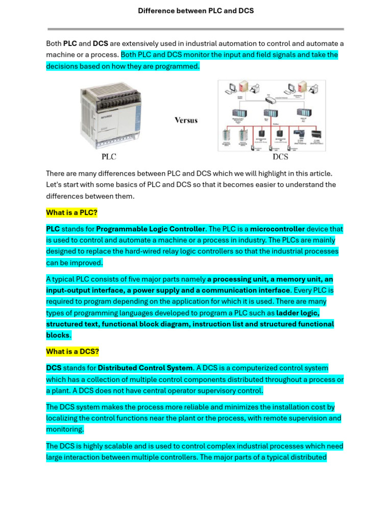 PLC vis DCS | PDF