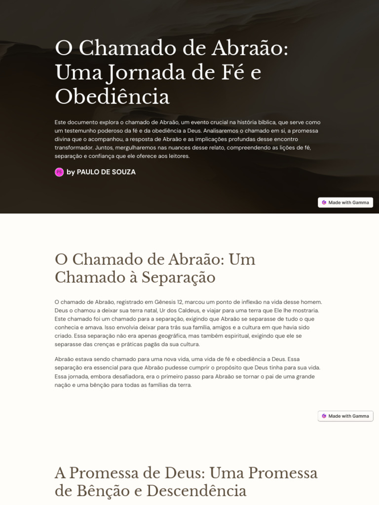 O Chamado de Abraao Uma Jornada de Fe e Obediencia | PDF