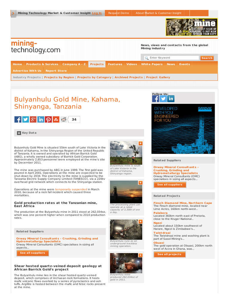 Mining Technologycomprojectsbulyanhulu Gold Mine Shinyanga | PDF
