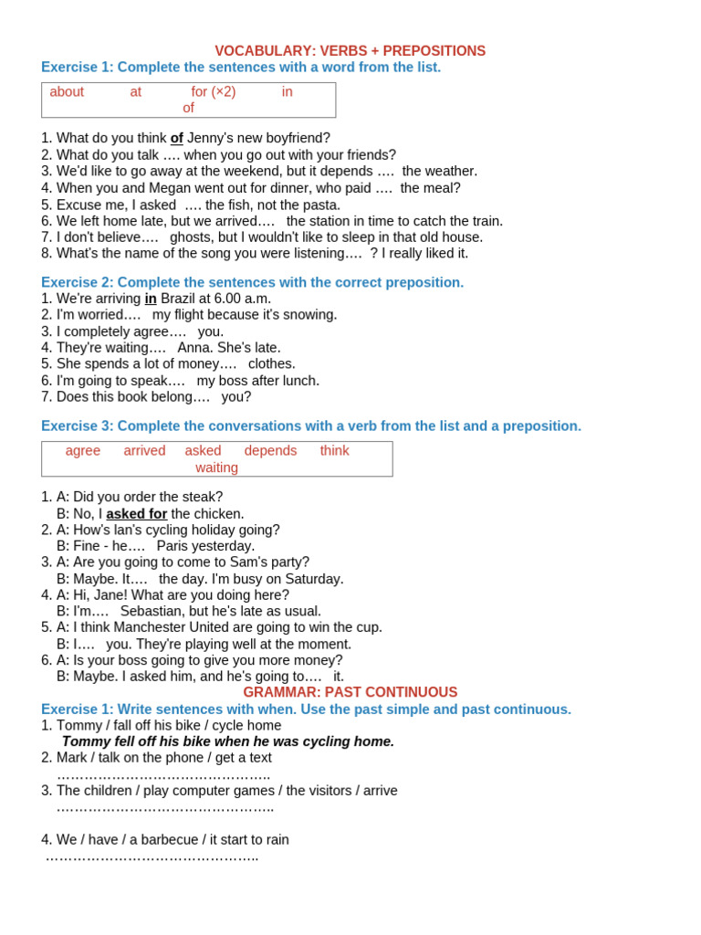 Lesson 1 - Past Simple + Preposition | PDF