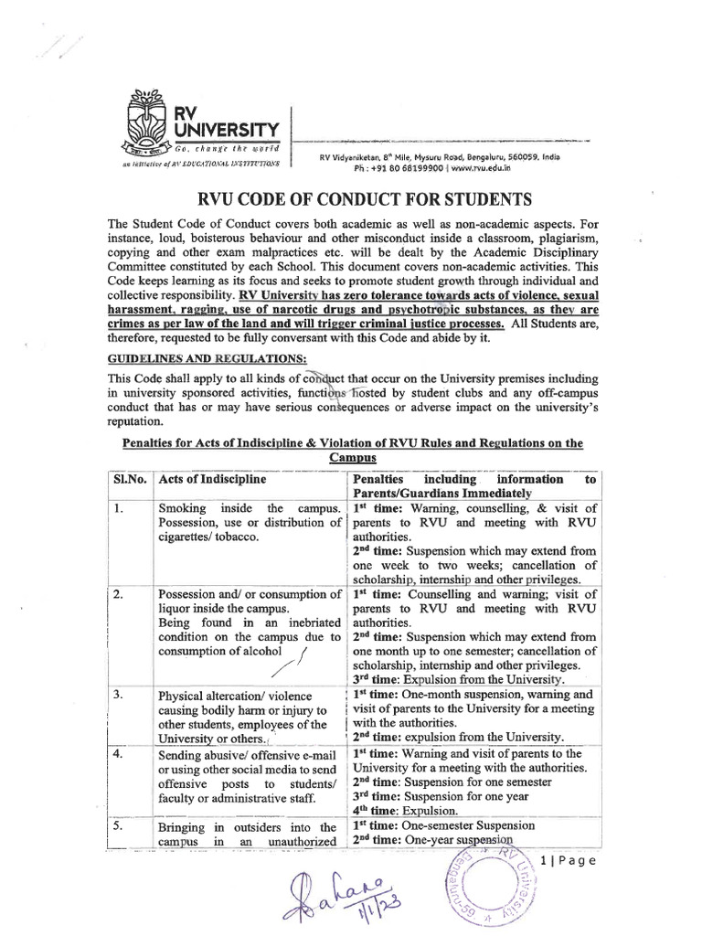 Student Code of Conduct | PDF