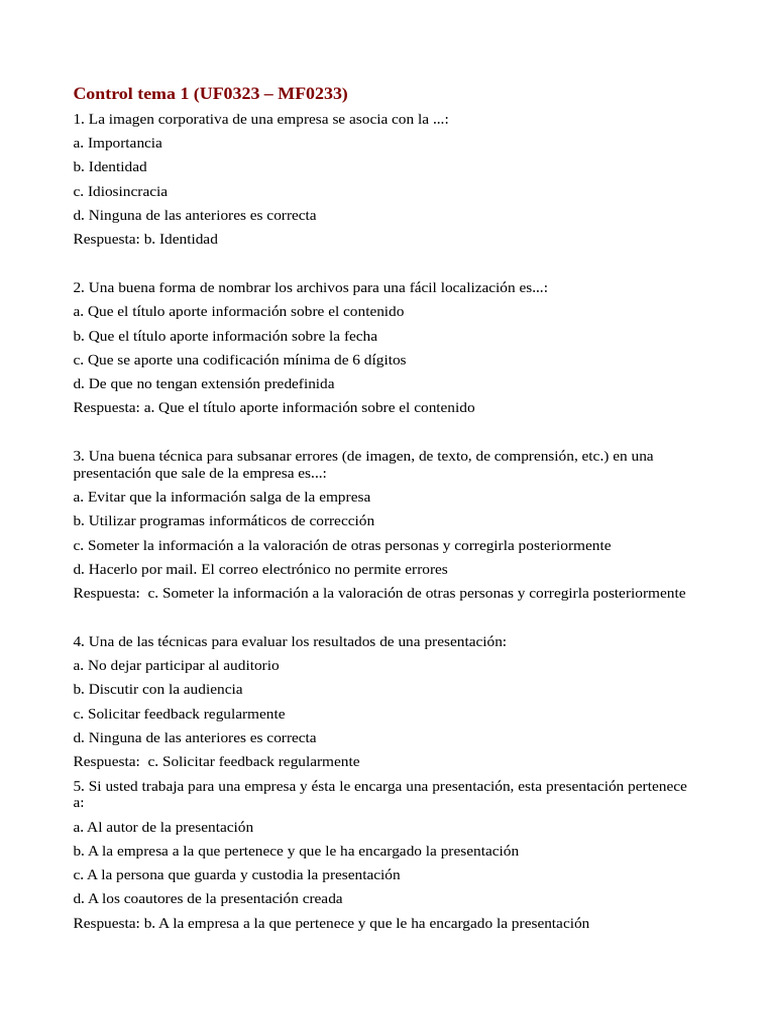 Control Tema 1 (UF0323 - MF0233) | PDF