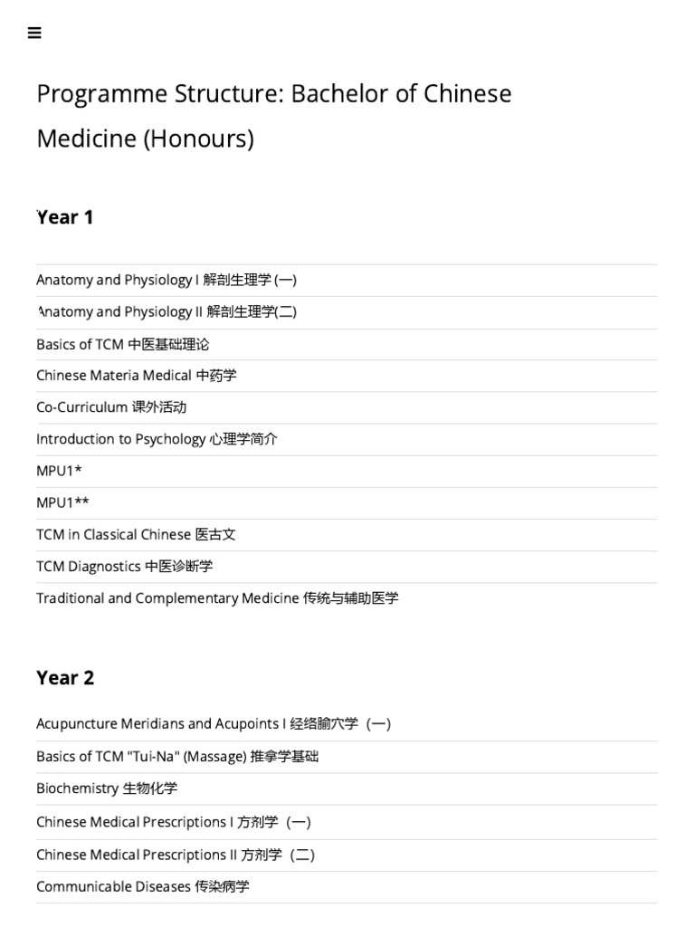 UTar TCM Programme Structure | PDF