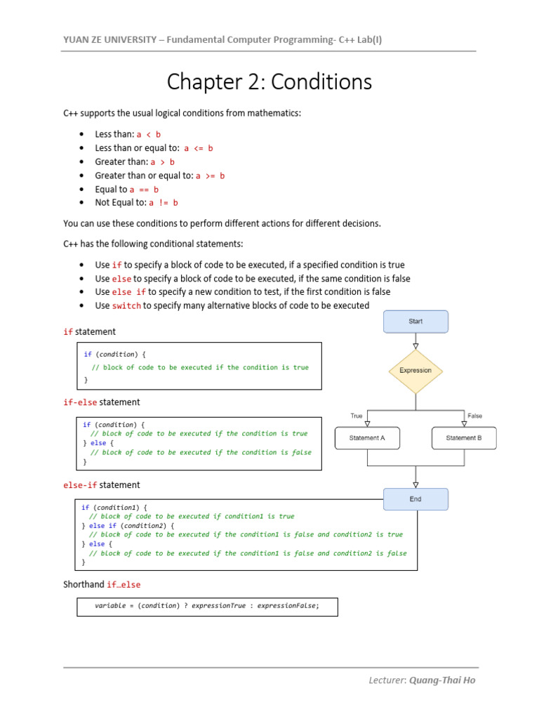 Chapter 2 - Conditions | PDF