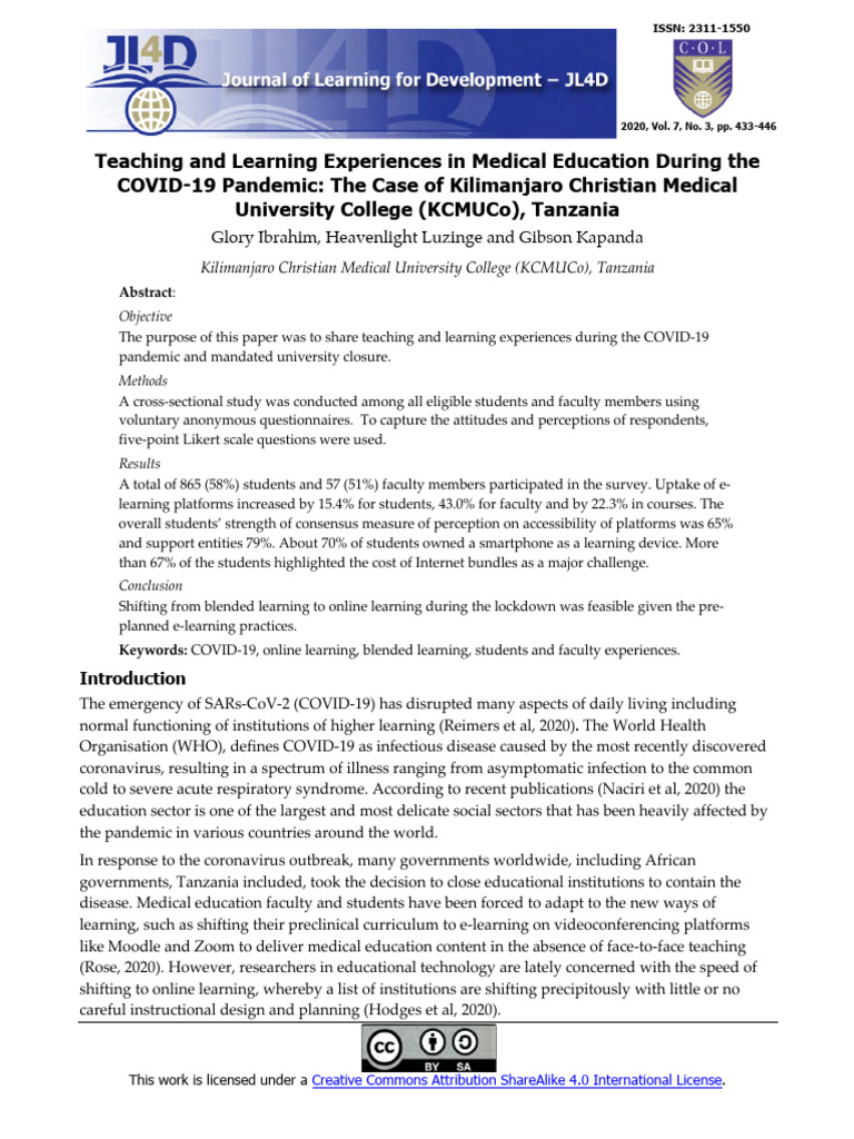 Teaching and Learning Experiences in Medical Education | PDF