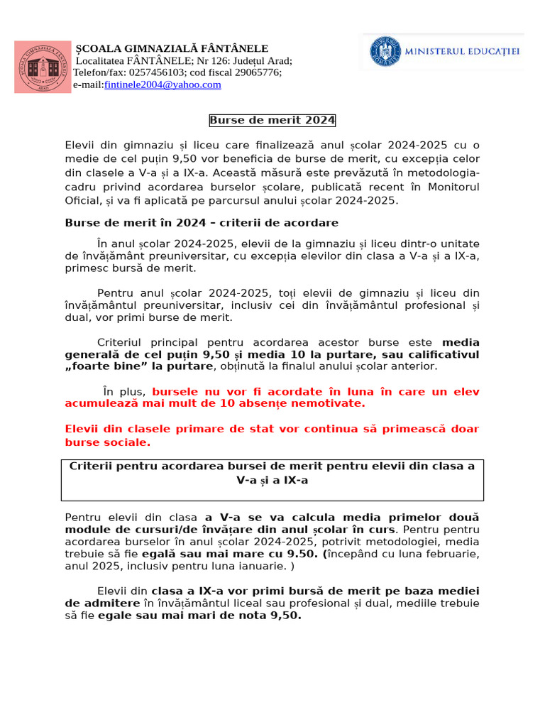 Burse Merit 2024 | PDF