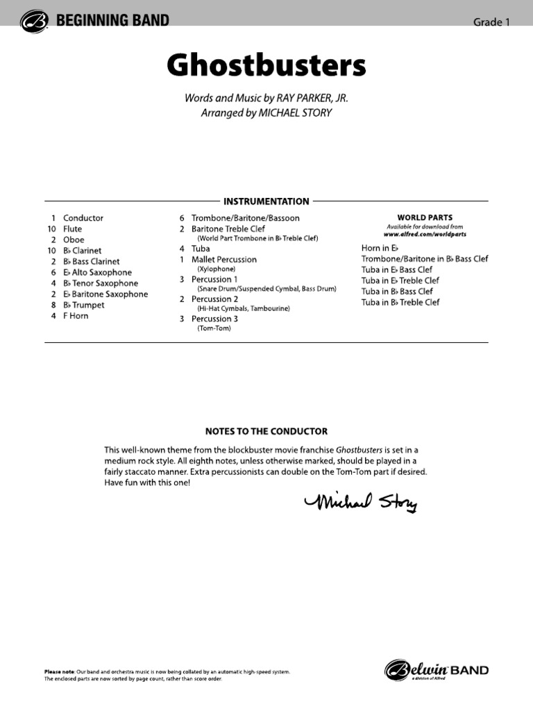 Ghostbusters - Arr. Michael Story - Score | PDF
