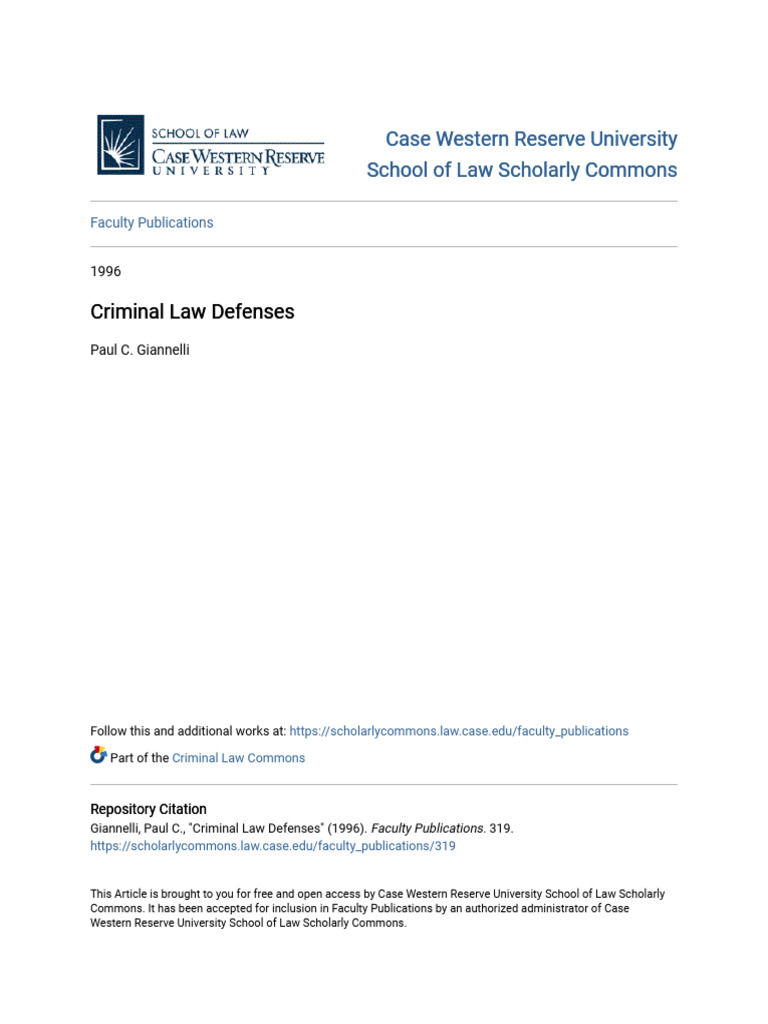 Criminal Law Defenses | PDF