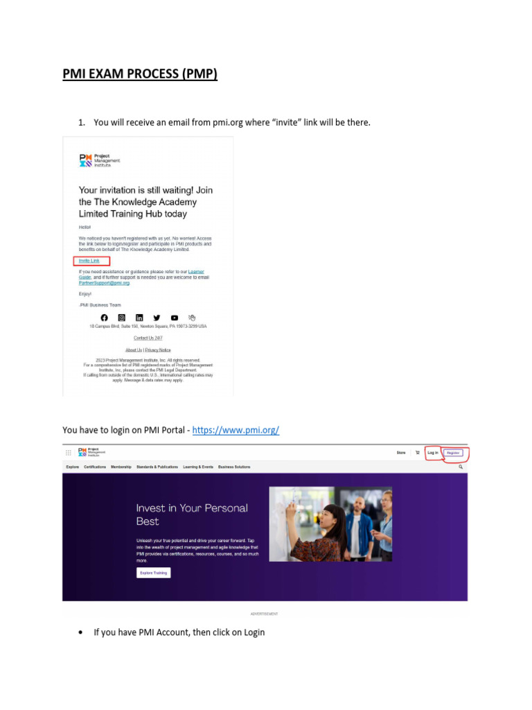 PMI Exam Process - Portal 10 1 | PDF