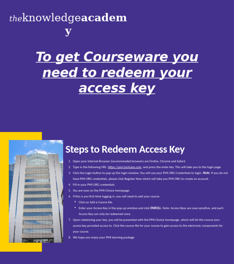 PMP Certification Training - Redeem Access Key | PDF