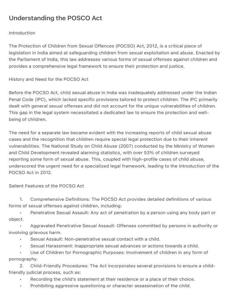 Understanding The POSCO Act | PDF | Deviance (Sociology) | Law