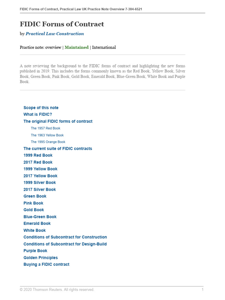 FIDIC Forms of Contract | PDF