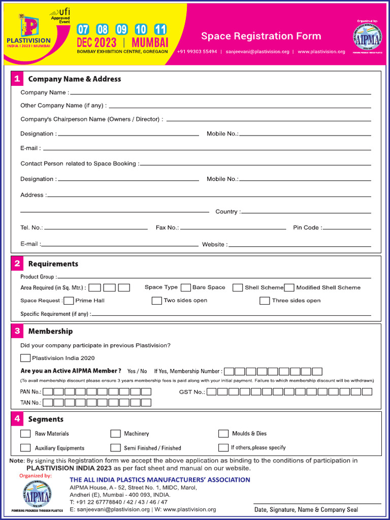 Space Registration Form - National | PDF