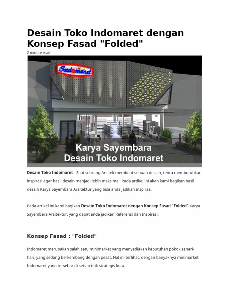 Desain Toko Indomaret Dengan Konsep Fasad | PDF