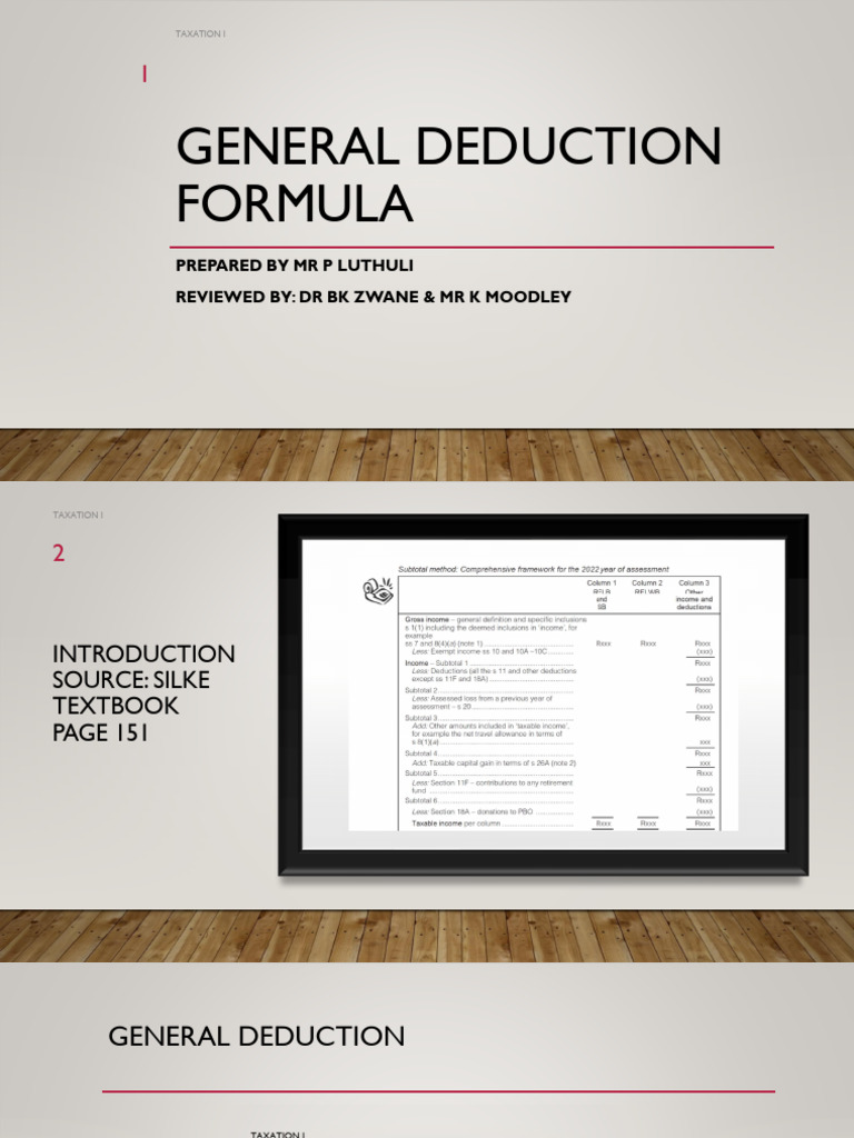 Chapter 4 General Deduction Formula A | PDF