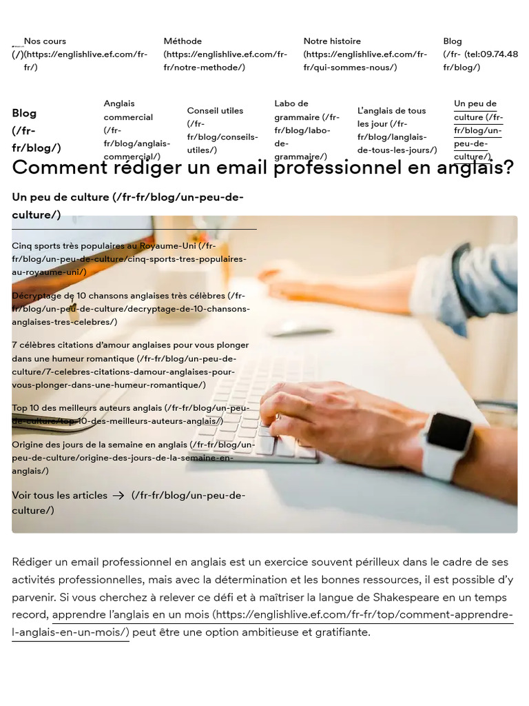 Comment Rédiger Un Email Professionnel en Anglais - EF English Live | PDF