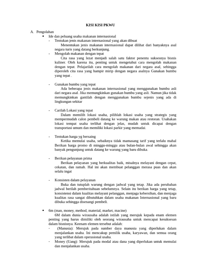 Kisi Kisi Pkwu | PDF