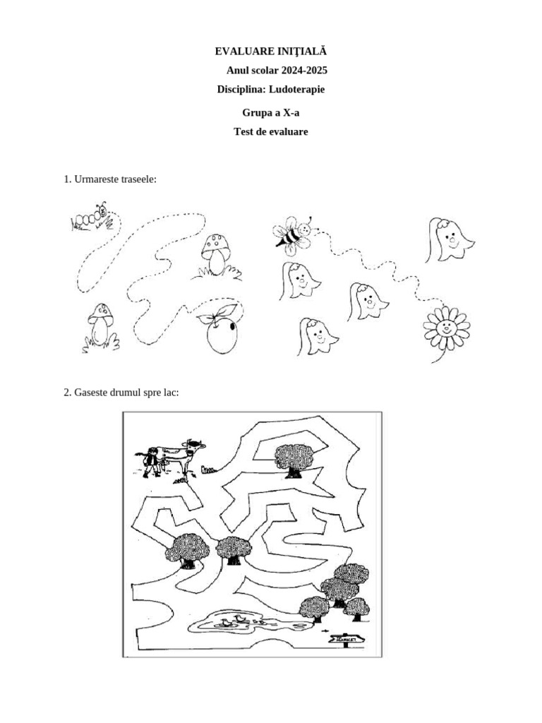 Evaluare Initiala - Ludoterapie-2024-2025 | PDF