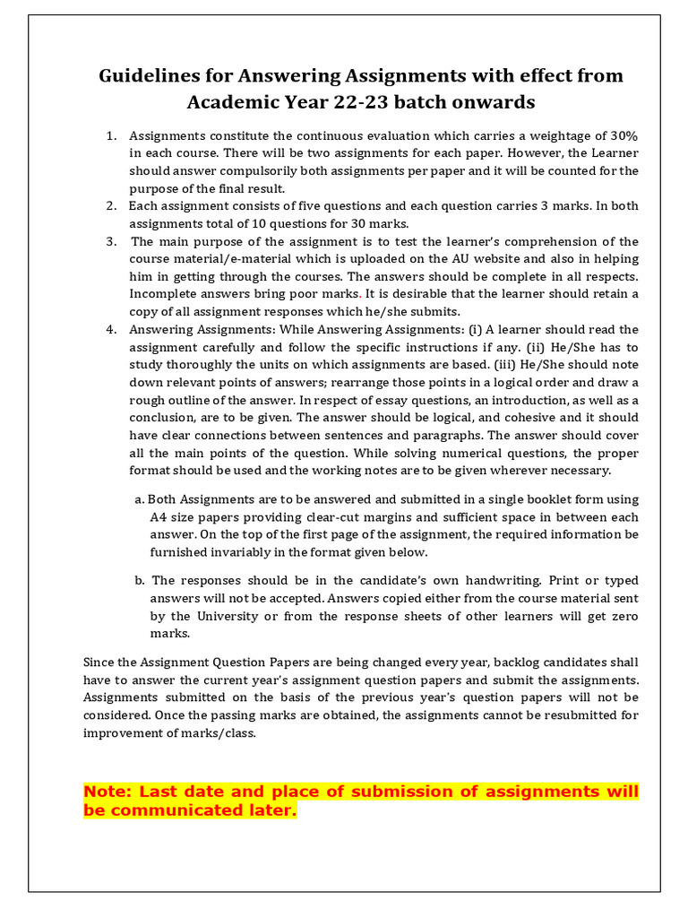 AU Dist Guidelines | PDF