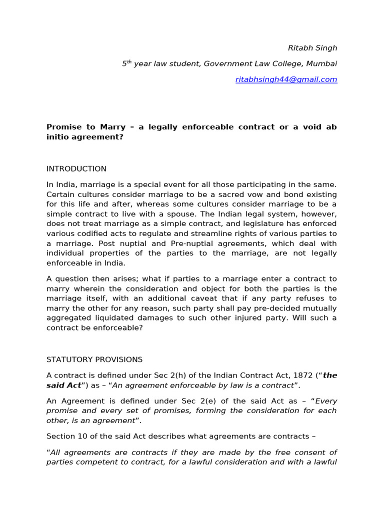 Contract To Marry | PDF