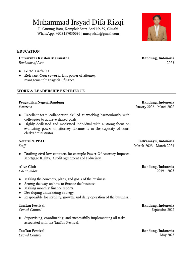 Muhammad Irsyad Difa Rizqi - Curriculum Vitae | PDF